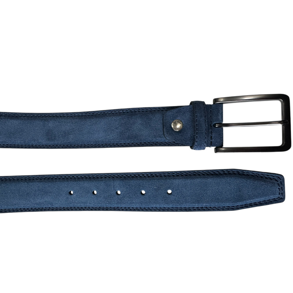 BLUE 40MM DOUBLE STITCHED SUEDE BELT – Italian Belt Company
